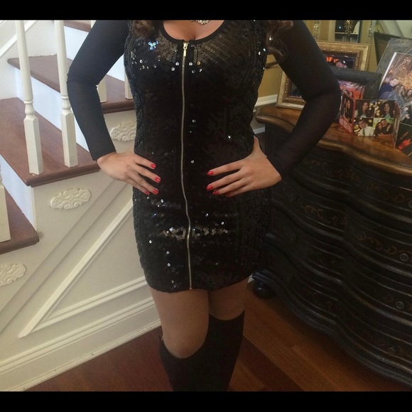 bebe | Dresses | Bebe Sequence Zip Up Dress | Poshmark